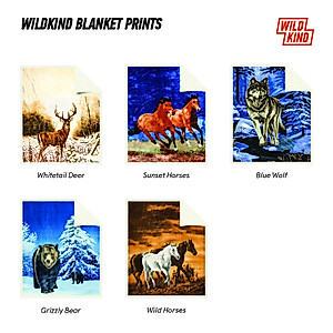 Fleece Sherpa Receiving Baby Blanket - Boys Girls Thick Soft Poly Double Layer Plush Minky Comfy Blankets for Infants Toddlers & Pets with Printed Wild Horses Imagery Throws Size 30" X 42"