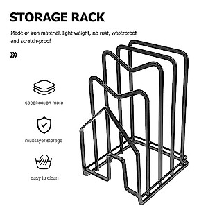 Pot Lid Organizer Cutting Board Rack Chopping Board Organizer Stand Pot Pan Lids Rack Dishes Plates Drying Rack Cabinet Organizer for Kitchen Cabinet Countertop Black Pot Lid Rack