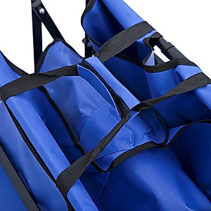 Versatile Folding Beach Wagon Cart with Wheels, Cargo Net, and Straps - Heavy Duty, Collapsible, Portable Utility Cart for Shopping, Camping, Gardening, and More (1, Blue + Steel)