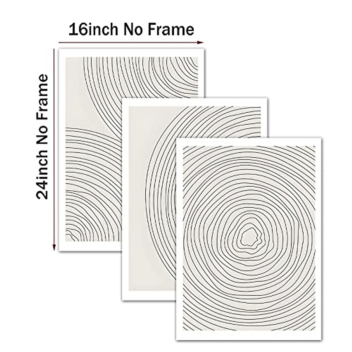 Minimalist Circle Geometric Line Art Boho Wall Art Set of 3 Neutral Abstract Canvas Painting Pictures Boho Prints Wall Art Unframed Artwork Posters for Bedroom Living Room Decor 16x24inch No Frame