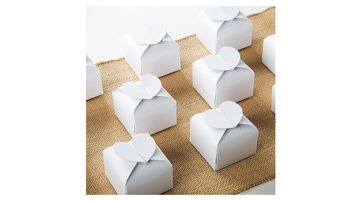 Elegant White Glitter Candy Boxes for Parties & Gifts | Pack of 50