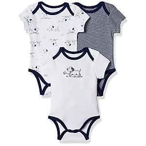 Little Me Baby Puppy Toile 3 Pack Bodysuit, White/Multi, 3 Months