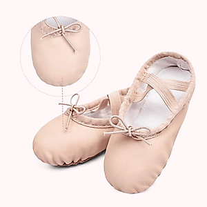 Stelle Ballet Shoes for Girls Toddler Ballet Slippers Soft Leather Boys Dance Shoes for Toddler/Little Kid/Big Kid(Ballet Pink (with Lace), 10MT)
