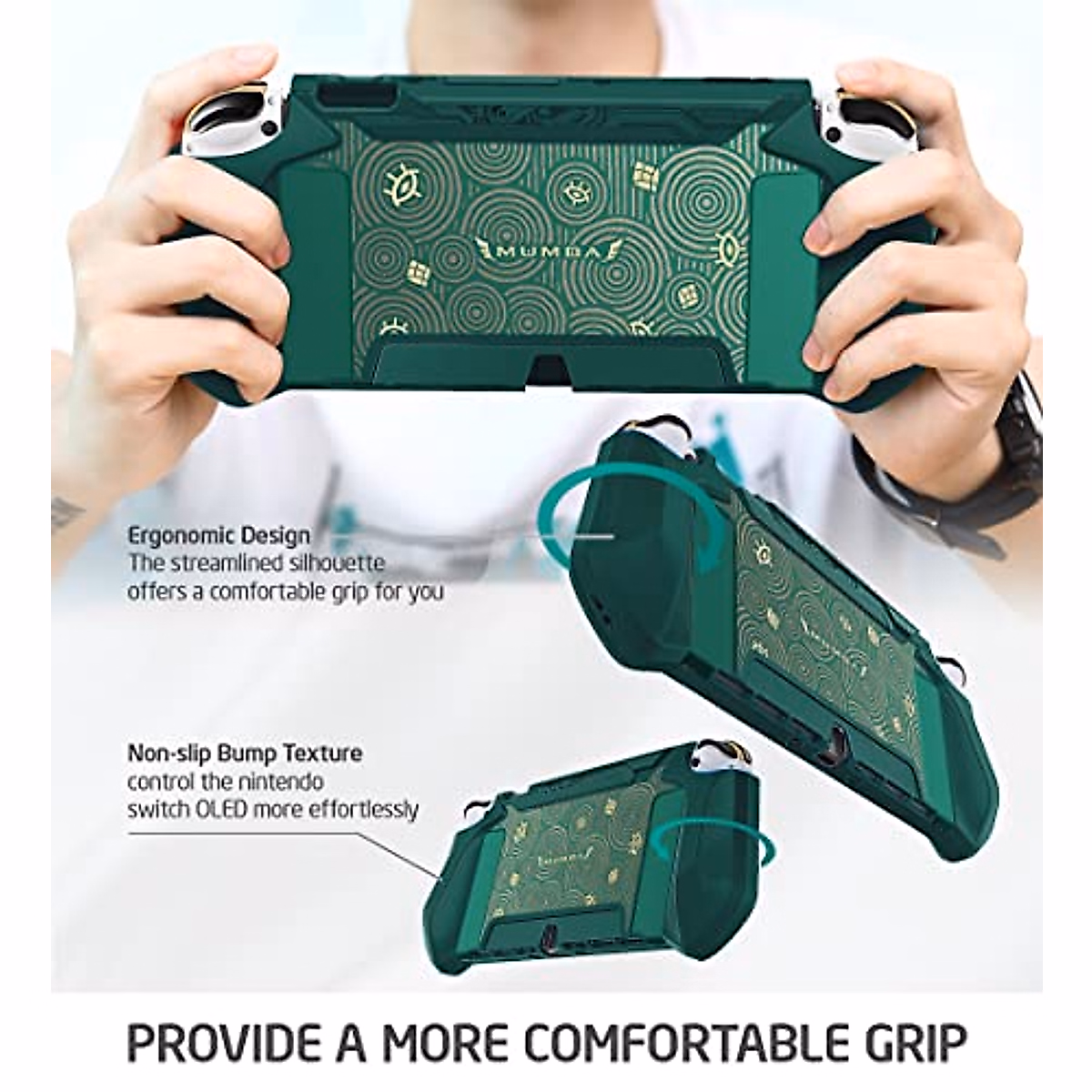 Mumba Dockable Case for Nintendo Switch OLED 2021, [Blade Series] TPU Grip Protective Cover Accessories Compatible with Nintendo Switch OLED 7 Inch and Joy-Con Controller (Viridian)