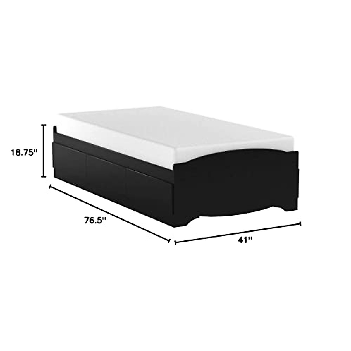Prepac Twin Mate's Platform Storage Bed with 3 Drawers, Black