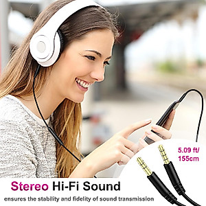 3.5mm Replacement Audio Cable for Beats Headphones Cord Wire Aux Cable Compatible with Beats Solo2 Solo3 Studio3 Wireless HD Pro by Dr. Dre Sony WH-1000XM4 WH-1000XM5 with In-line Mic & Volume Control