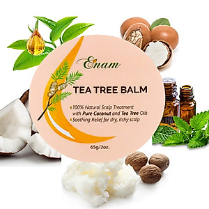 Enam Hair Balm - Natural Conditioner for Dry, Itchy Scalp - Tea Tree, Rosemary, Argan, Peppermint Oils - Soothes Dandruff, White Flaky Scalp - Stimulates Scalp - 2 Fluid Ounces