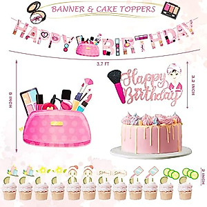 233 PCs Spa Party Supplies for Girls, Hombae Spa Makeup Salon Cosmetics Birthday Decorations Backdrop Balloon Garland Banner Tablecloth Cake Cupcake Topper Plate Napkin Cup Straw Knife Fork Spoon