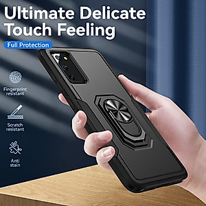 Galaxy S20 Case Samsung S20 Case with 2 Pack Self Healing Flexible TPU Film, YmhxcY [Military-Grade] 360°Finger Ring Holder Shockproof Protective Caser for Samsung Galaxy S20-Black