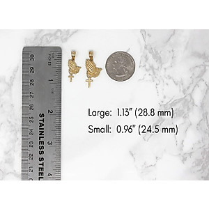 CaliRoseJewelry 10k Yellow Gold Prayer Hands with Prayer Beads Charm Pendant - Small