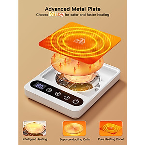 Misby Coffee Mug Warmer, Coffee Warmer for Desk with 6 Temp Settings, 8H Auto Shut Off Coffee Cup Warmer 12H Timer, Smart Coffee Warmer Plate Keeps Hot, Fresh for Coffee, Tea, Milk, Beverage,White