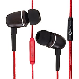 Onyx Noise Cancelling in-Ear Wired Headphones with Mic, 3.5mm Plug Compatible with iPhones, iPads, Android Phones, Computers & Laptops (Red)