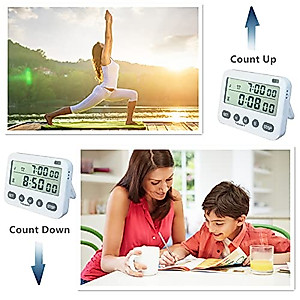 Tuffinix Digital Kitchen Timer Clock - Magnetic Countdown Timer for Cooking Count Up & Down Big Display with Memory Function and Loud Alarm for Kids Homework Gym Baking