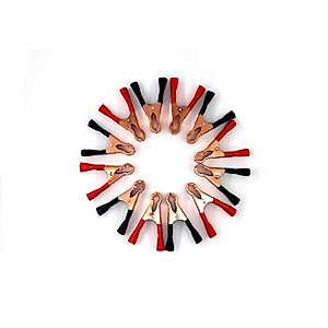 12PCS 50A Insulated Alligator Clips, Black & Red Durable Heavy Duty Clamps, Boot Metal Spring Loaded Truck Car Battery Electric Test Clips Lead Probe Battery Clamps