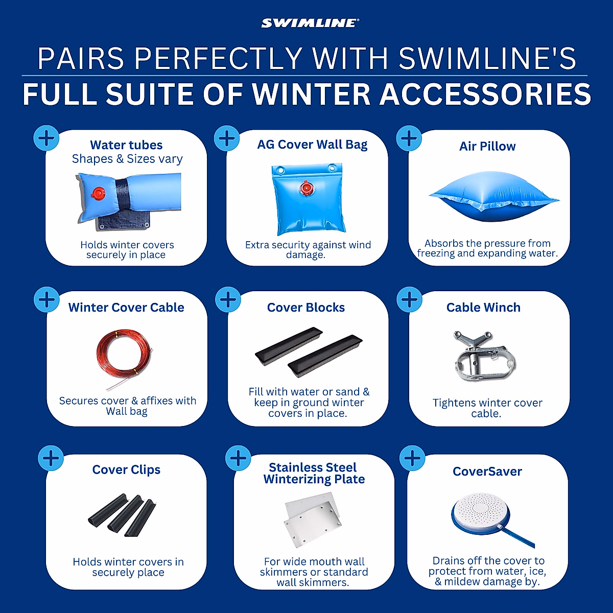 SWIMLINE HYDROTOOLS Air Pillow For Above Ground Pools Cover Winterizing | 4 x 4 ft Cushion Swimming Pool Closing Winter Kit | Cold Resistant Ice Equalizer Thick Pool Pillows Blue | 1144 ACC44