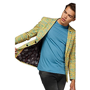 OppoSuits Men's Tall Size Retro-80 Electric Yellow, 80's Animal, 42