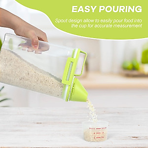 TBMax Rice Storage container 4 Lbs, Small Rice Dispenser with Measuring Cup, Lime Green Cereal Containers Flour Bin, Kitchen Food Storage Container and Pantry Organizers, Pet Dog Cat Food Dispenser