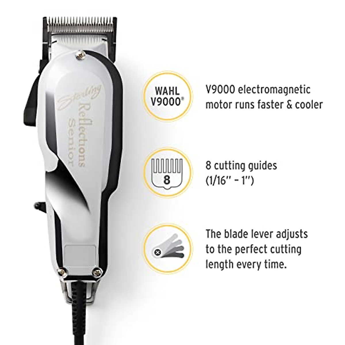 Wahl Professional Reflections Senior Clipper - Great for Professional Stylists and Barbers - with Metal Housing and Chrome Lid