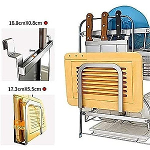 Plate Rack Dish Drainer Rack 2/3-Layer Kitchen Supplies Storage Draining with Chopsticks/Knives/Cutting Board Holder Pan Plate Holder (Color : Silver, Size : 2-Tier)