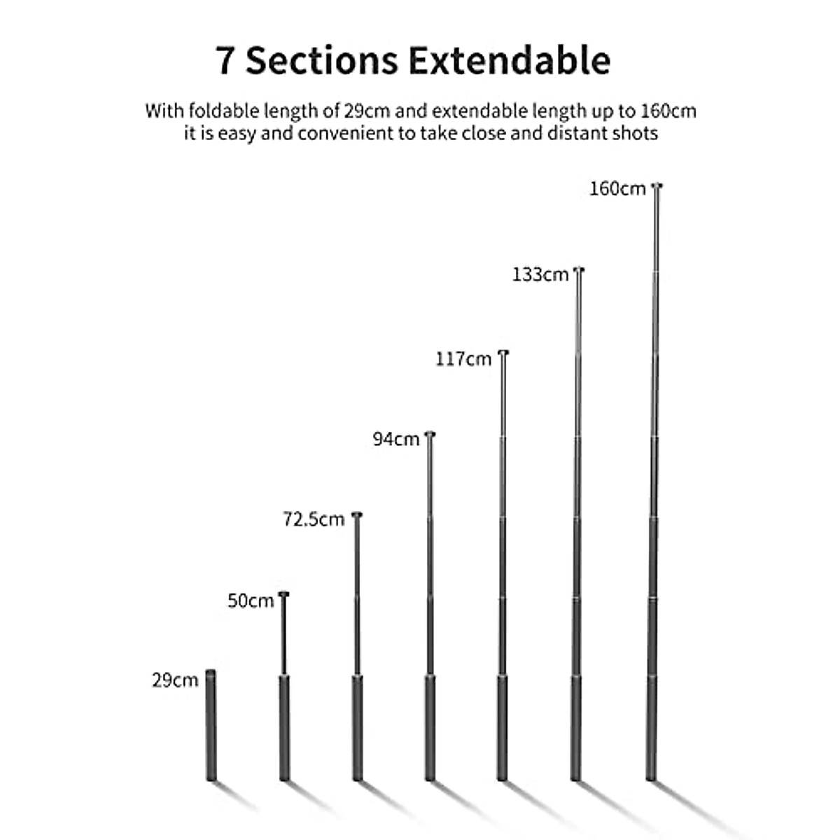 63inch Extension Selfie Stick for INSTA360 for GoPro 11 10 9 8 7, Insta Insta360 One X2 X One R EVO Action Cameras, Smartphone Gimbal Extension Pole for Sports Cam, Black