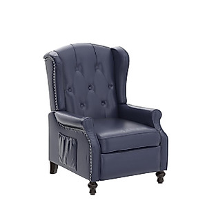 Consofa Wingback Recliner Chair with Massage and Heat - Tufted PU Leather Push Back Arm Chair for Living Room - Vintage Recliner Chair with Remote Control, Padded Cushion, Backrest, Wooden Legs