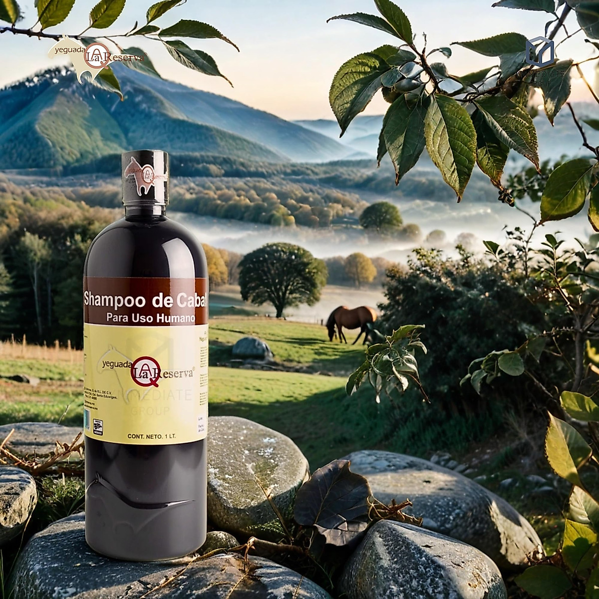 Yeguada La Reserva Shampoo de Caballo Negro (1 liter Bottle) For Strong, Healthy And Beautiful Hair (For Dark to Black Colored Hair)