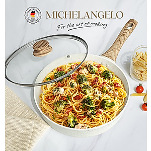 MICHELANGELO Frying Pans Nonstick with Lid - 11 Inch Deep Frying Pan, 5 Qt Saute Pan with Lid, Nonstick Skillet with Lid, Deep Skillet Induction Compatible