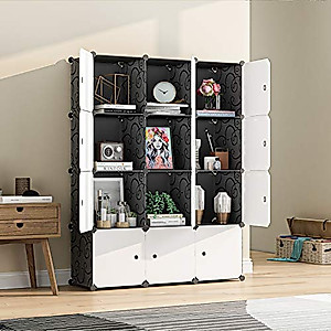 KOUSI Large Cube Storage -(12 Cubes) Organizer Shelves Clothes Dresser Closet Storage Organizer Cabinet Shelving Bookshelf Toy Organizer (42"x18"x56")