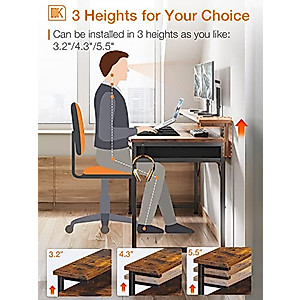 ODK 47 inch Small Computer Desk with Fabric Drawers, Home Office Desk with Adjustable Monitor Stand, Modern Work Study Writing Table Desk, Vintage