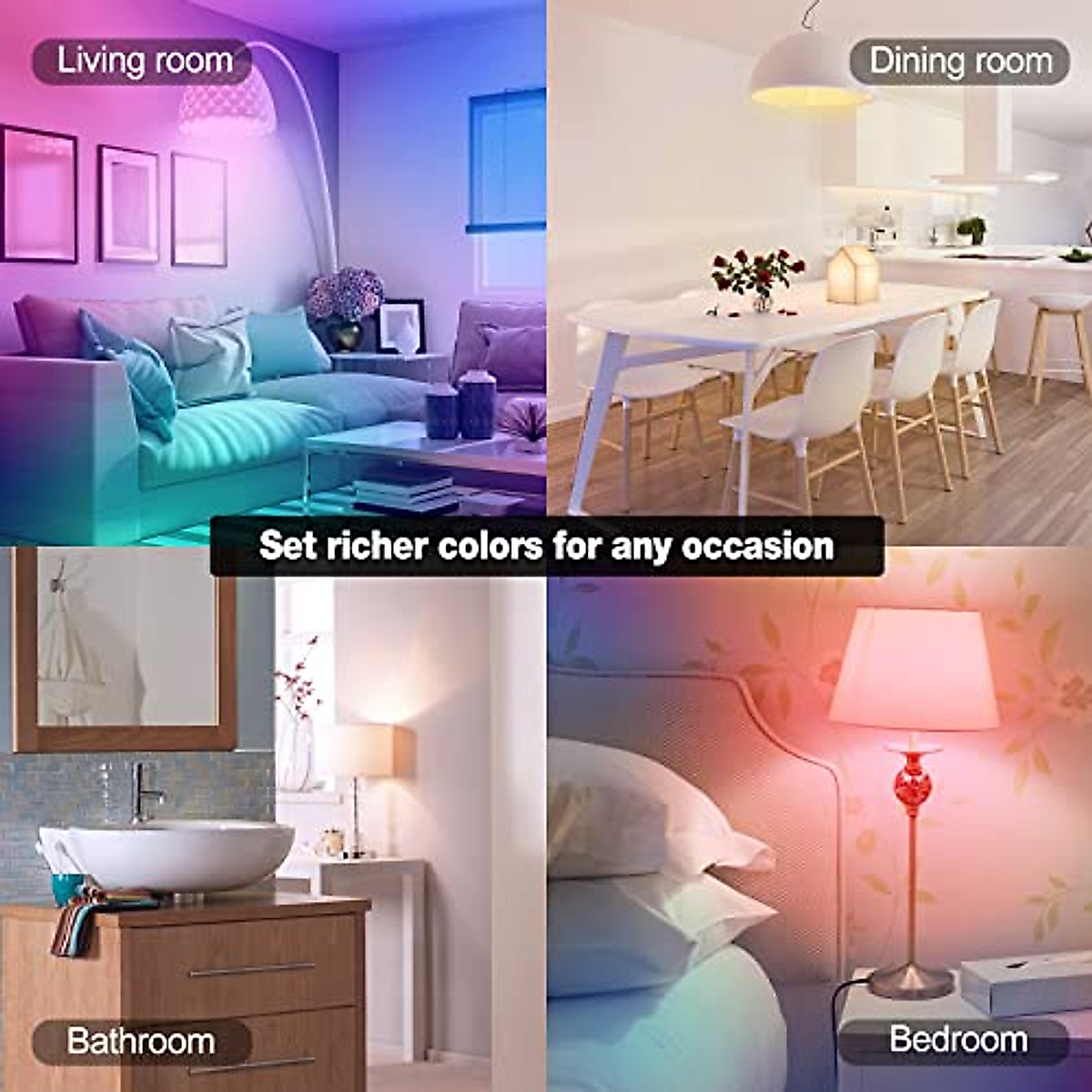 Konodar Smart Alexa Light Bulbs with Remote, Bluetooth & WiFi Dimmable E26 Bulb 9W Ultra-Bright Music Sync Color Changing Led Light Bulbs Works with Alexa, Google Home, Siri Shortcut, 2 Pack