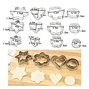 Cookie Cutters Biscuit Shapes Set, 12PCS Cookie Pastry Fruit Vegetables Stainless Steel Molds Cutters | Heart Star Circle Flower Shaped Mold Cookie Cutters For Halloween Christmas Valentine