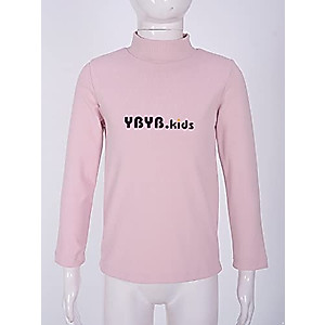 Xnihocha Kids Boys Girls Turtleneck Long Sleeve T-Shirt Printed Thermal Underwear Tops Tee Undershirt Pink 9-10 Years