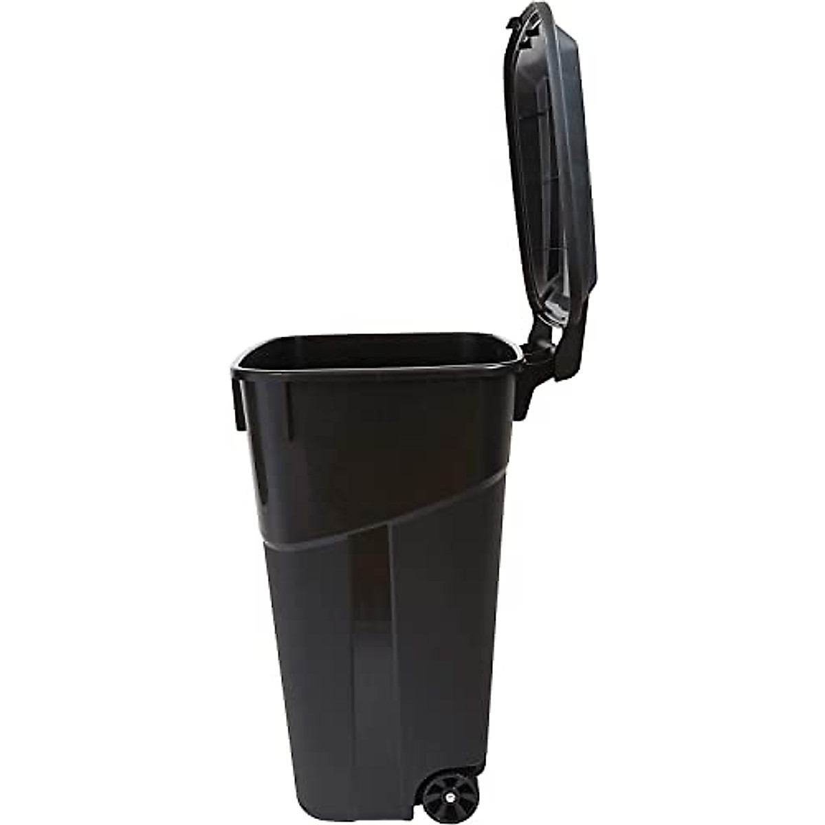 32 Gallon Wheeled Outdoor Garbage Can with Attached Snap Lock Lid and Heavy-Duty Handles, Black, Heavy-Duty Construction, Perfect Backyard, Deck, or Garage Trash Can, 2 Pack