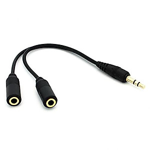 3.5mm Headset Headphone Splitter Earbuds Audio Jack Y Adapter Dual Port Black for iPod Nano 5th Gen, 7th Gen, Touch 1st Gen, 2nd Gen, 3rd Gen, 4th Gen, iPod Touch 5 - Huawei P9 - LG G5 V10 V20