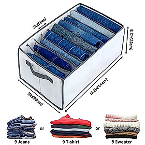 PENGFULL Clothes Organizer for Folded Clothes ,Drawer Organizers for Clothing Jeans,Closer Organizer for Sweater,Tshirts,Pants,17.32×11.02×8.67in Big 9 Grid,Oxford cloth edge reinforcement,Stackable
