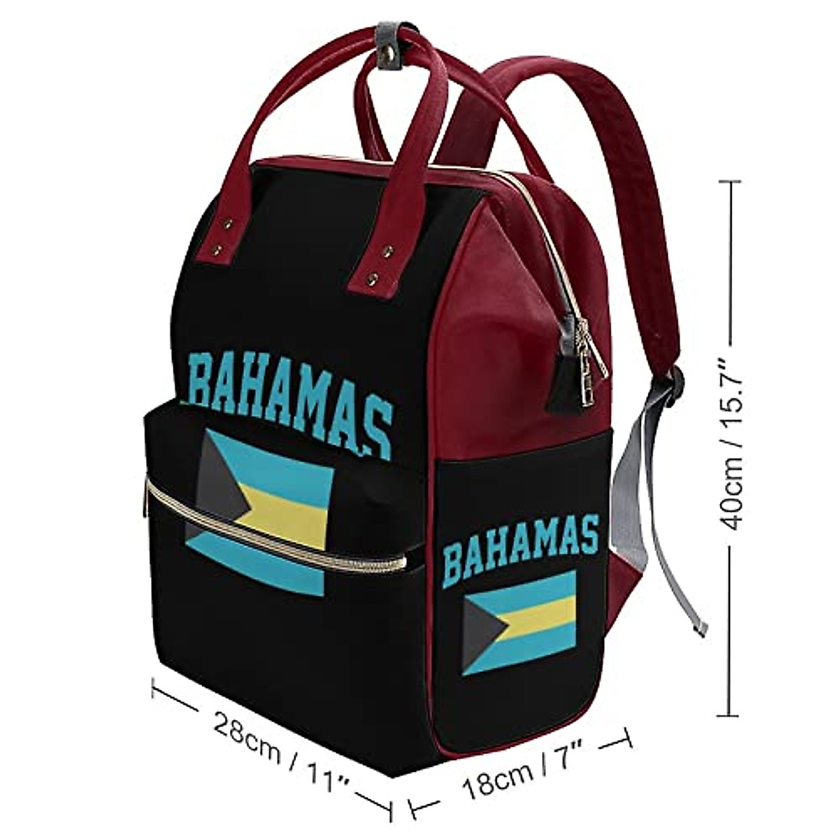 Bahamas Flag Diaper Bag Backpack Large Capacity Mommy Bags Multifunction Nappy Bag Travel Back Pack Red-Style