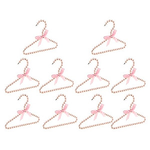 Gazechimp 10Pcs 20Cm Pearl Beads Kids Hanger Coat Dress Pant Hook Halter Pink