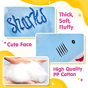 BSTAOFY 20'' LED Shark Soft Plush Toy Night Light Up Stuffed Animal Ocean Life Luminous Glow in The Dark Bedtime Companion Gifts for Kids Friends Birthday Valentines Christmas Festivals, Blue