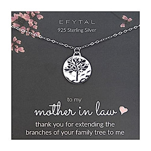 EFYTAL Mother In Law Gifts from Daughter in Law, Sterling Silver Tree of Life Necklace Gifts for Mother in Law, Wedding Jewelry Mother of the Groom Gift from Bride (Mother in Law - Family Tree)