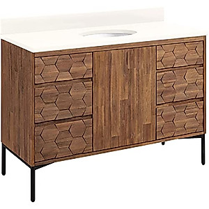 Signature Hardware 953140-48-UM-0 Devora 48" Free Standing Single Vanity Set with Wood Cabinet, Vanity Top, and Oval Undermount Vitreous China Sink