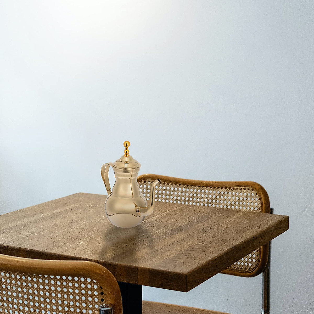 CALLARON Tea Kettle Tea Gooseneck Turkish Greek Arabic Coffee Pot: Middle East Arab Stovetop Coffee Maker Wine Decanter 1.1L Brewer Pot with Handle for Home Kitchen Golden Tea Pot Kettle