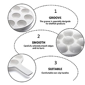 CHWAIKA Ceramic Escargot Plates with 8 Holes Escargot Baking Dish Porcelain Large Snail Plates with Handle Seafood Food Dish for Home Restaurant Hotel (8 Holes)