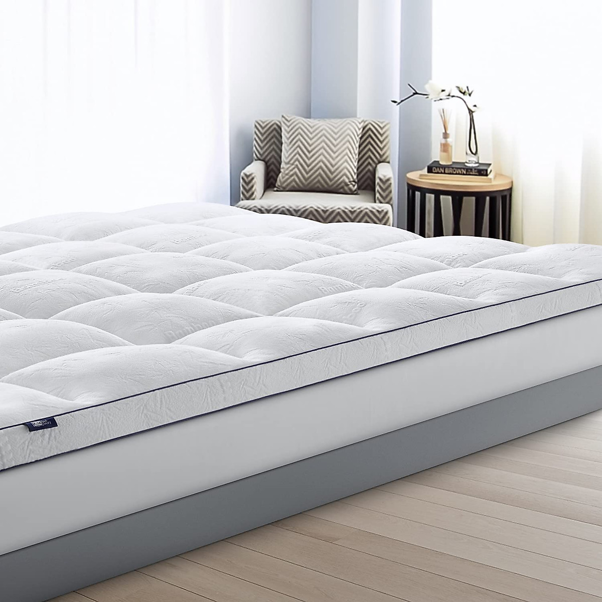 BedStory Bamboo Mattress Topper King, Extra Thick Cooling Mattress Pad Overfilled Never Goes Flat, Lumbar Strain Relieving, Back Pain Relief Improve Sleep Quality