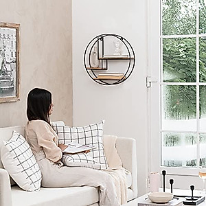 MH London Circle Wall Shelf - Lemar Shelves - Exclusively Designed Hand Crafted Wood Display Shelf. Contemporary Design - Floating Shelves for Bedroom, Living Room of Home Office