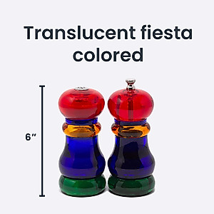 Olde Thompson 5.5" Sunset Fiesta Salt Shaker & Pepper Mill Set, Adjustable Pepper Grinder