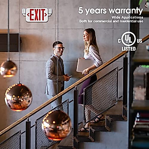 SiTiSFi Led Combo Emergency Exit Sign Light with Two Adjustable Head Lights and Backup Battery,US Standard Red Letter Commercial Emergency Exit Lighting,UL 924,AC120/277V (2Pack)