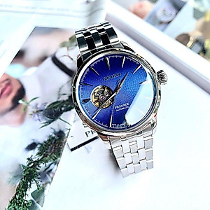 Seiko Presage Cocktail Time ‘Blue Acapulco’ Open Heart Steel Watch SSA439J1, White