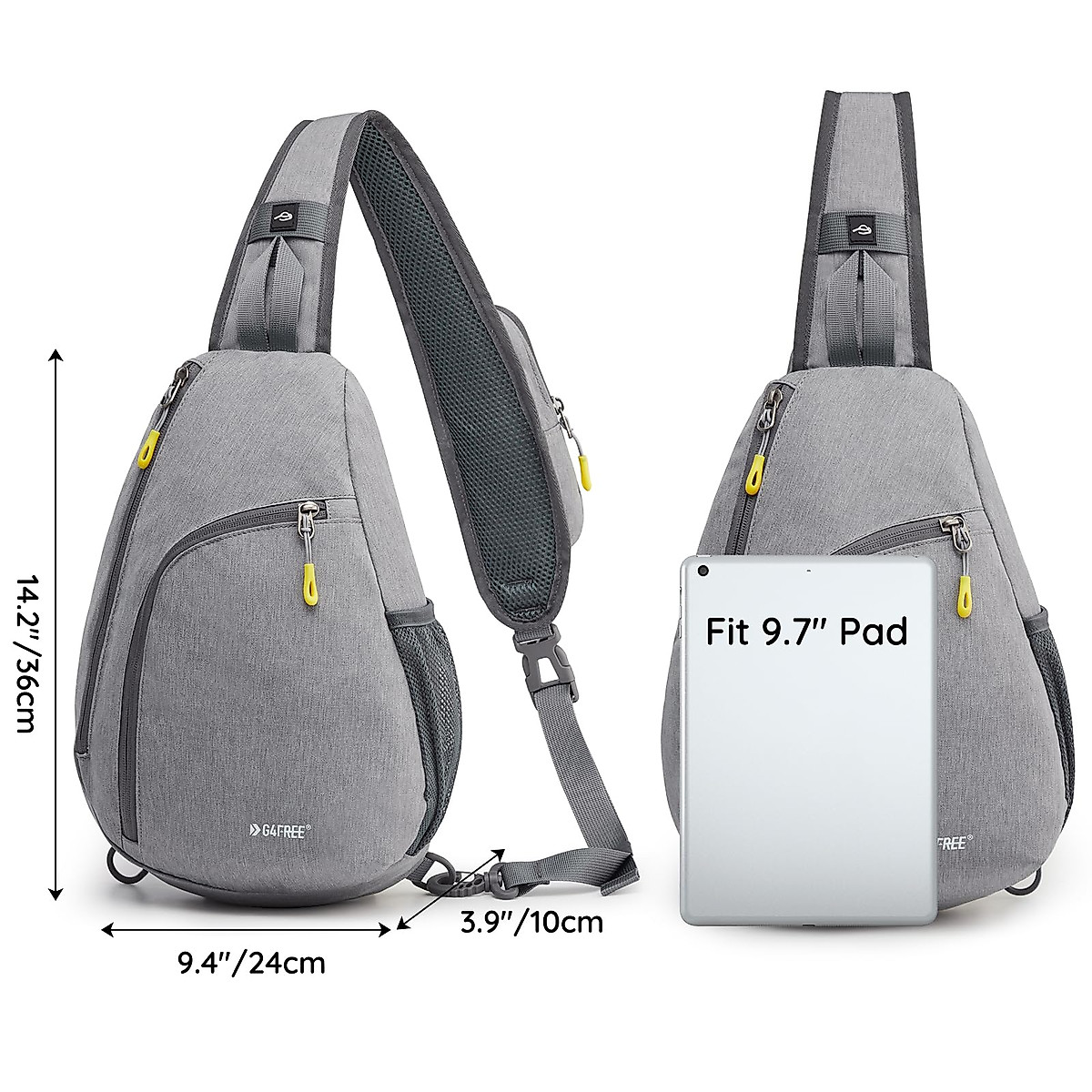 G4Free RFID Sling Bag Crossbody Backpack Casual Chest Shoulder Daypack Gym Bag for Hiking Travel 7L(Light Gray)