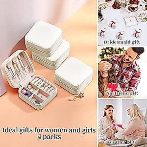 AGECASH A Bridesmaid Gifts Jewelry Box,4 Pack Portable Bridesmaid Proposal small Jewelry Case, PU Leather Mini Travel Jewellery Organizer Storage Earrings Rings Necklaces for Women Girls