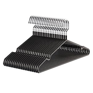 Kabudar Metal Hangers Non-Slip Suit Coat Hangers Chrome and Black Friction, Metal Clothes Hanger with Rubber Coating, 16 Inches Wide, Set of 20 (Black)